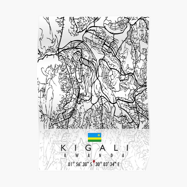 "KIGALI MAP RWANDA" Poster for Sale by hatimelhag | Redbubble