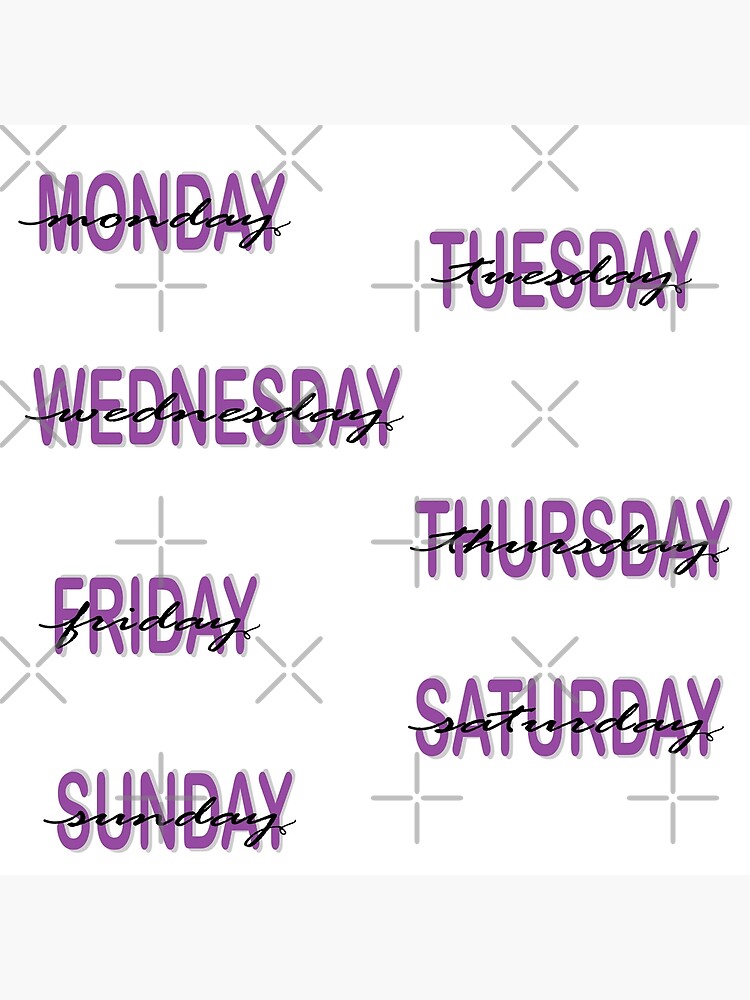 "Days of the Week (purple, violet)" Poster for Sale by Abidesign ...