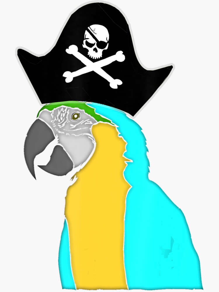 "Captain Parrot Piate Parrot Topical Exotic Sail Bird" Sticker for Sale ...