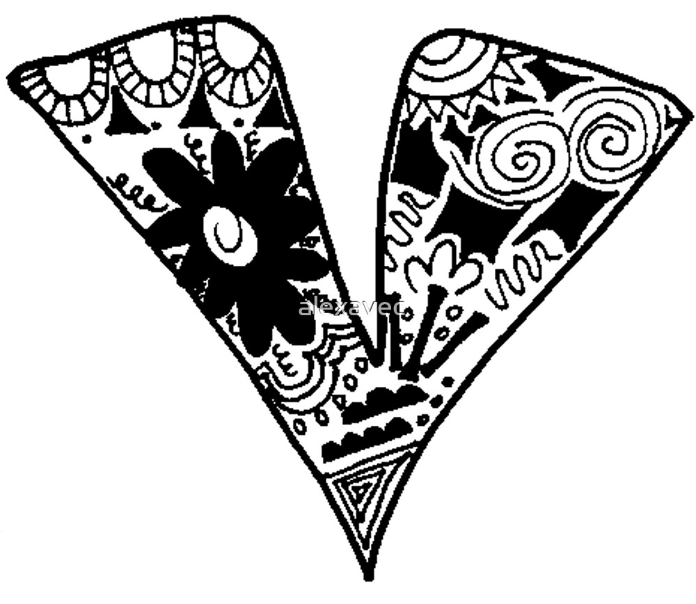 "Hipster Letter "V" Zentangle" by alexavec | Redbubble