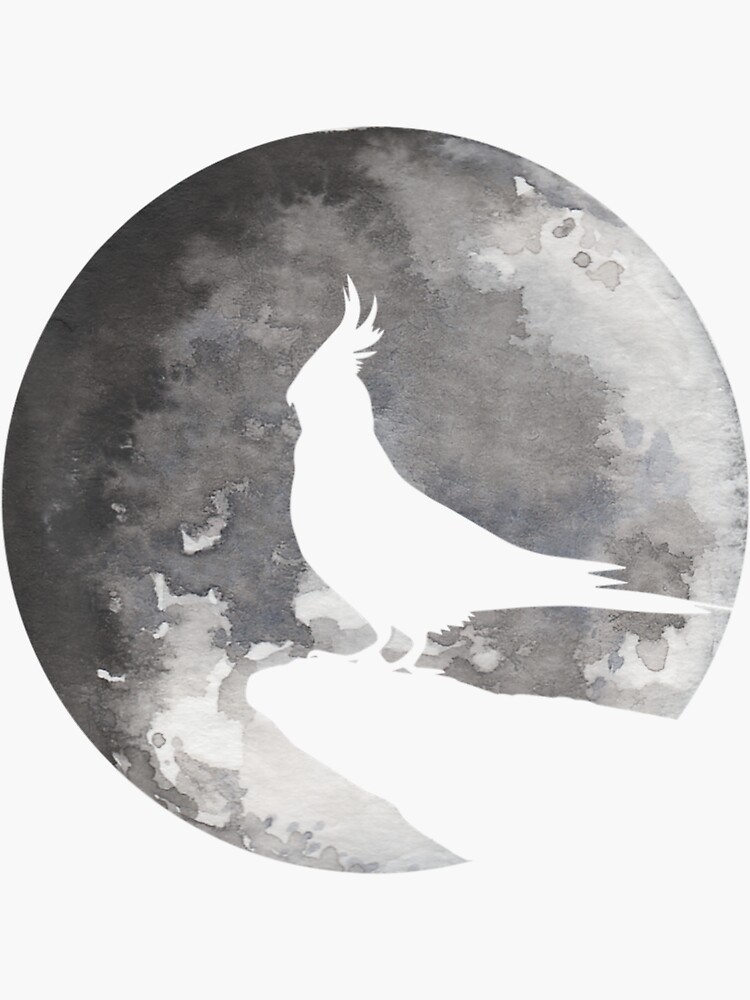 "Cockatiel Appael Cockatiel Parrot Bird Silhouette And Moon" Sticker ...