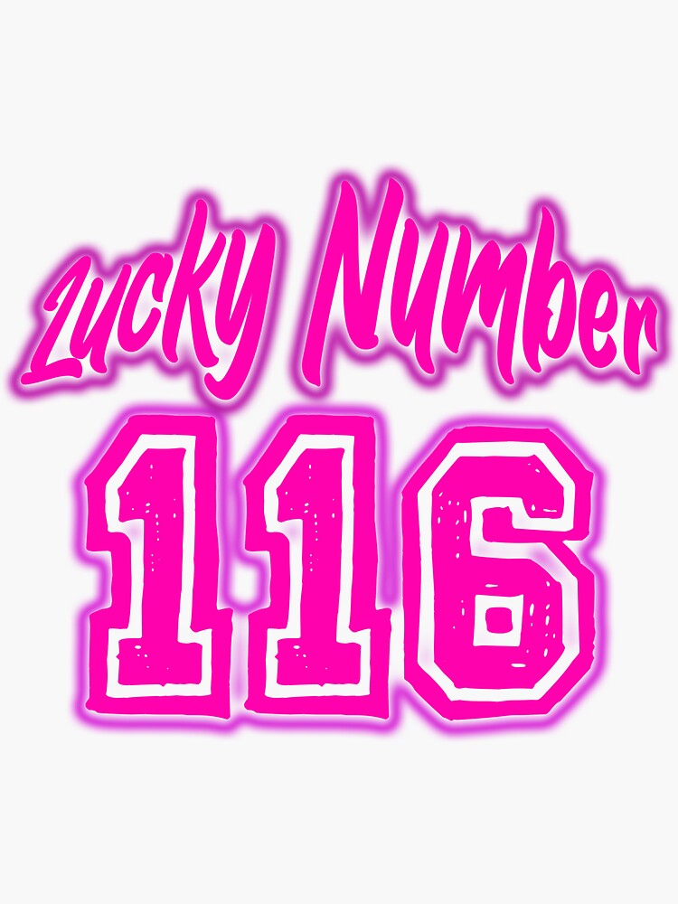 "Pink Lucky Number 116" Sticker for Sale by swiftjace | Redbubble