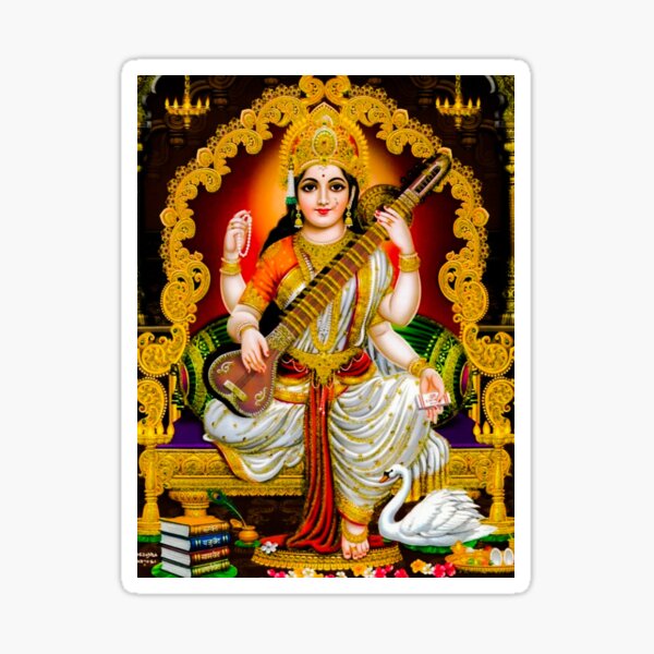 "Goddess Saraswati" Sticker for Sale by Rritu | Redbubble