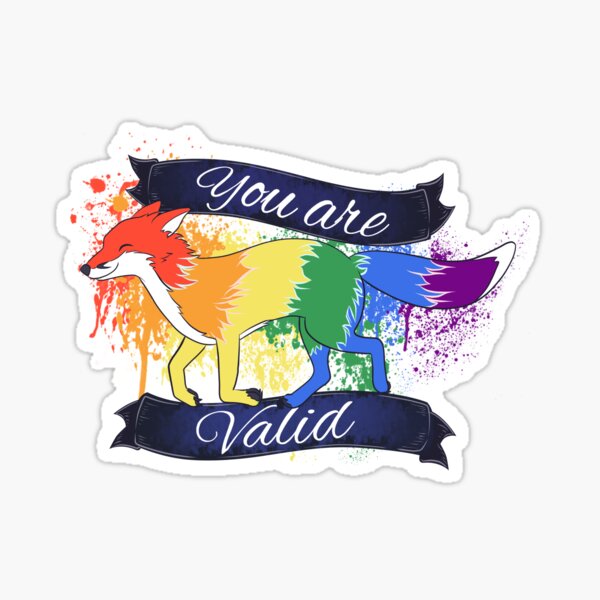 "Pride - You are valid Flag Fox" Sticker by JojosWorkshop | Redbubble