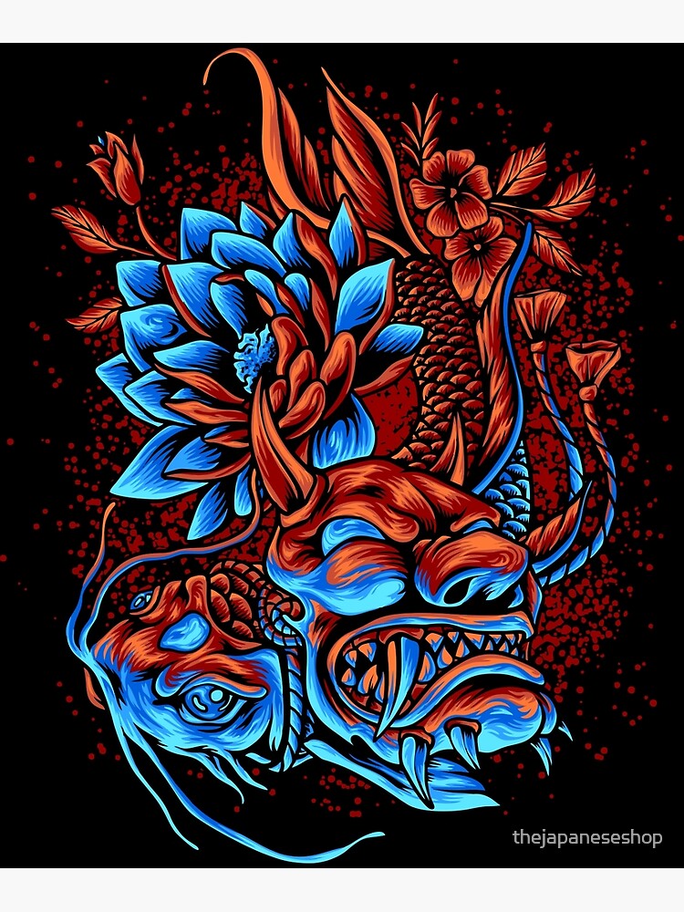 "Japanese Koi Fish with Oni Mask" Art Print for Sale by thejapaneseshop ...