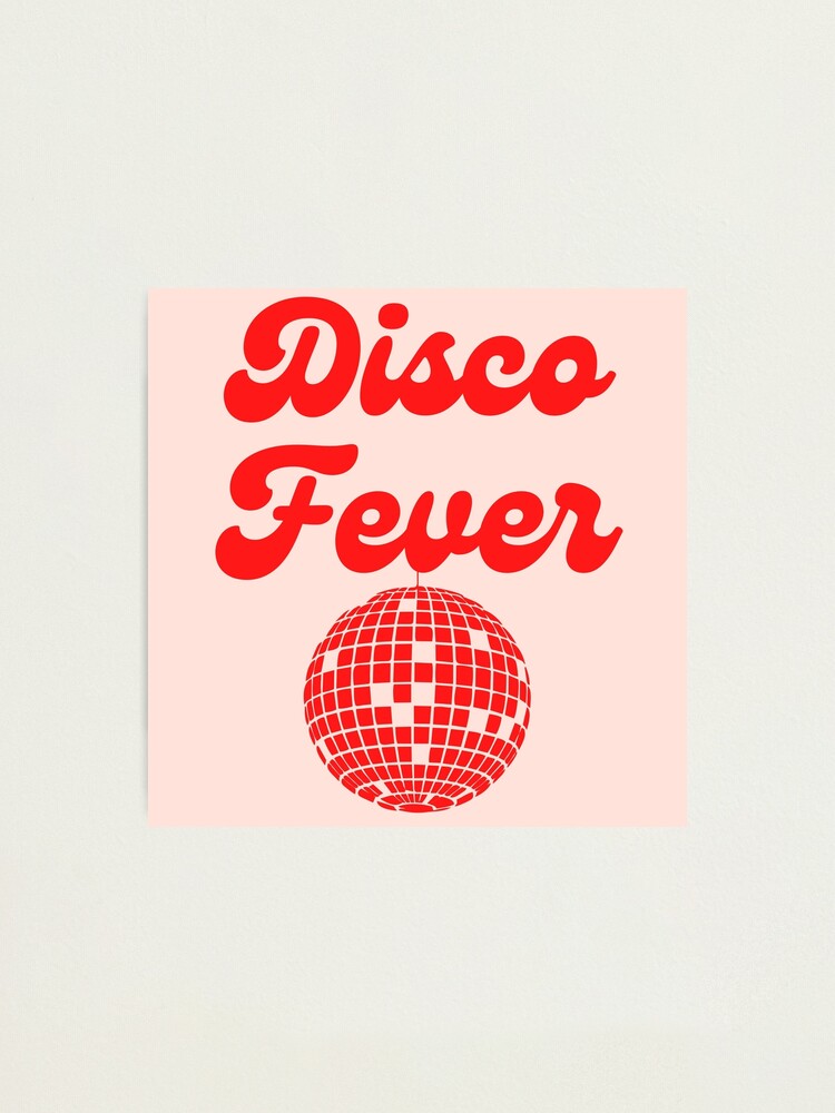 "Disco Fever Retro Graphic with Disco Ball and Red Typography ...