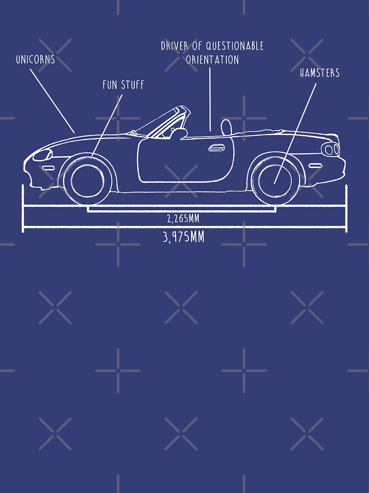 "NB Miata Blueprint" T-shirt for Sale by tanyarose | Redbubble | miata ...