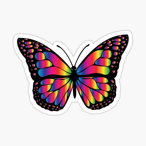 "Rainbow Monarch Butterfly Sticker" Sticker for Sale by azitabella ...