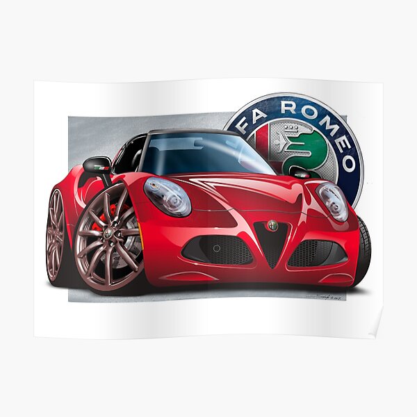 Póster «Alfa Romeo 4C de dibujos animados» de stefansautoart | Redbubble
