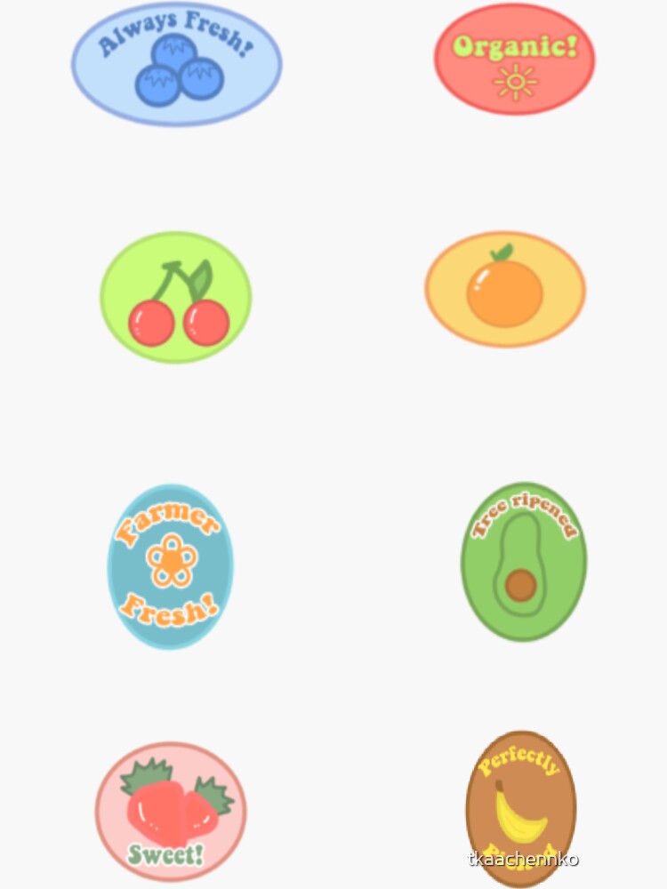 "Grocery Fruit Stickers" Sticker for Sale by tkaachennko | Redbubble