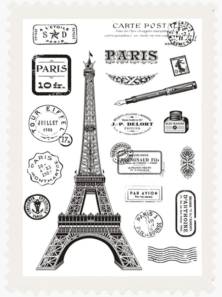 "paris stamp" Sticker for Sale by iskadat | Redbubble