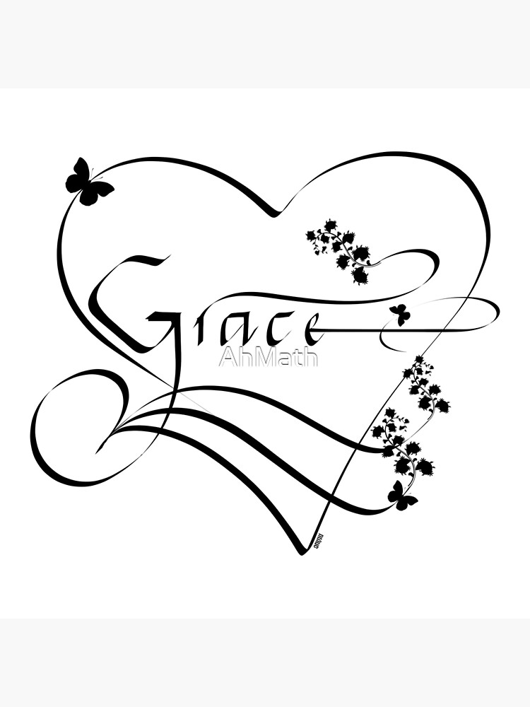 "Grace - Calligraphy, black font" Poster for Sale by AhMath | Redbubble