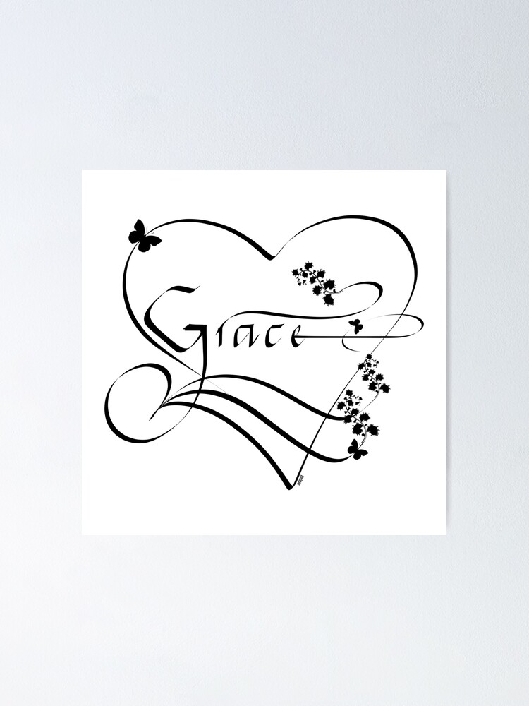"Grace - Calligraphy, black font" Poster for Sale by AhMath | Redbubble