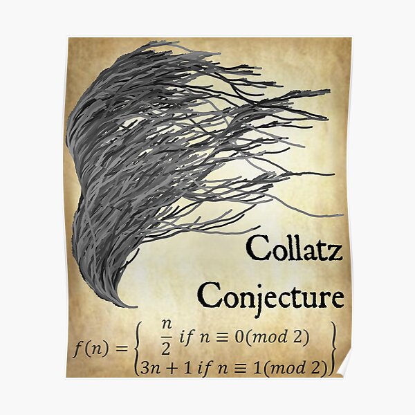 Póster «Conjetura de Collatz 3n + 1 Diseño de física matemática Fondo ...