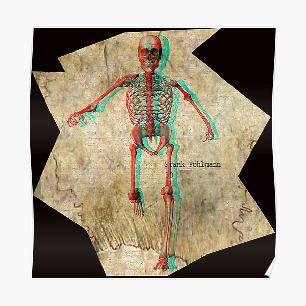 "Skeleton chasing You (anaglyph) - 3D Halloween" Poster by 3DFineArt ...