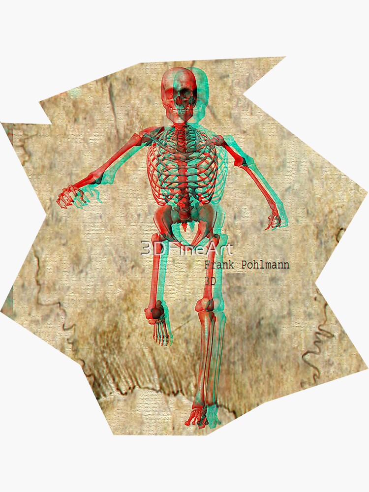 "Skeleton chasing You (anaglyph) - 3D Halloween" Sticker for Sale by ...