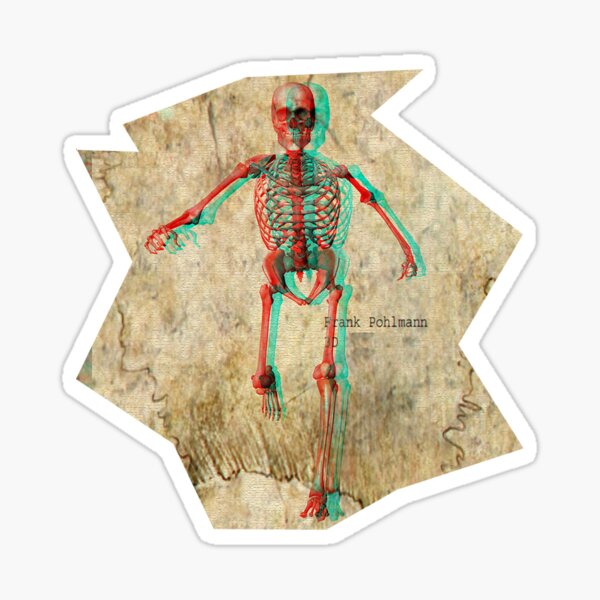 "Skeleton chasing You (anaglyph) - 3D Halloween" Sticker for Sale by ...