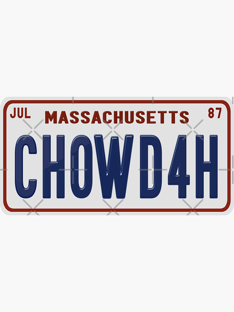"Clam Chowder Boston Accent CHOWDAH License Plate" Sticker for Sale by ...