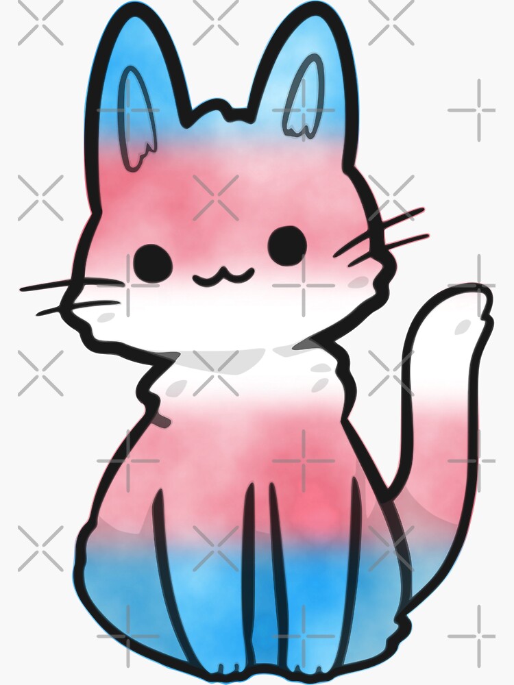 "Transgender Watercolour Cat Subtle Abstract Pride Flag" Sticker for ...