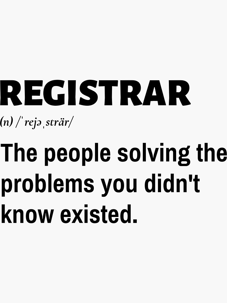 "Registrar Definition Funny Gift" Sticker for Sale by CJacobsDesigns ...