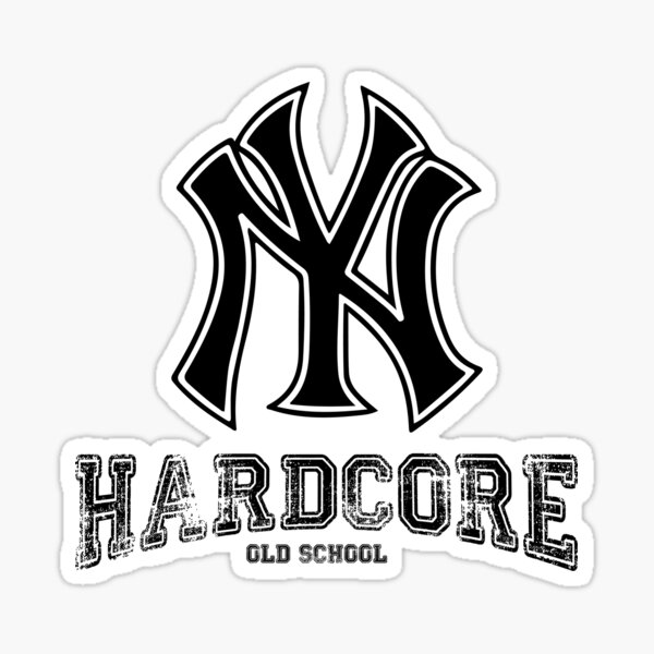 "hardcore old school logo" Sticker by memepuntocon | Redbubble