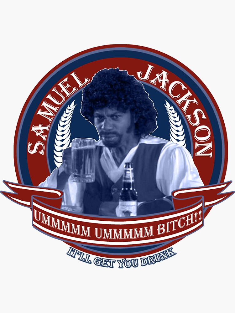 "Samuel Jackson Beer Sticker" Sticker for Sale by dopenni372 | Redbubble