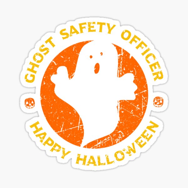 "Halloween Ghost Safety Officer" Sticker for Sale by mondesigner ...