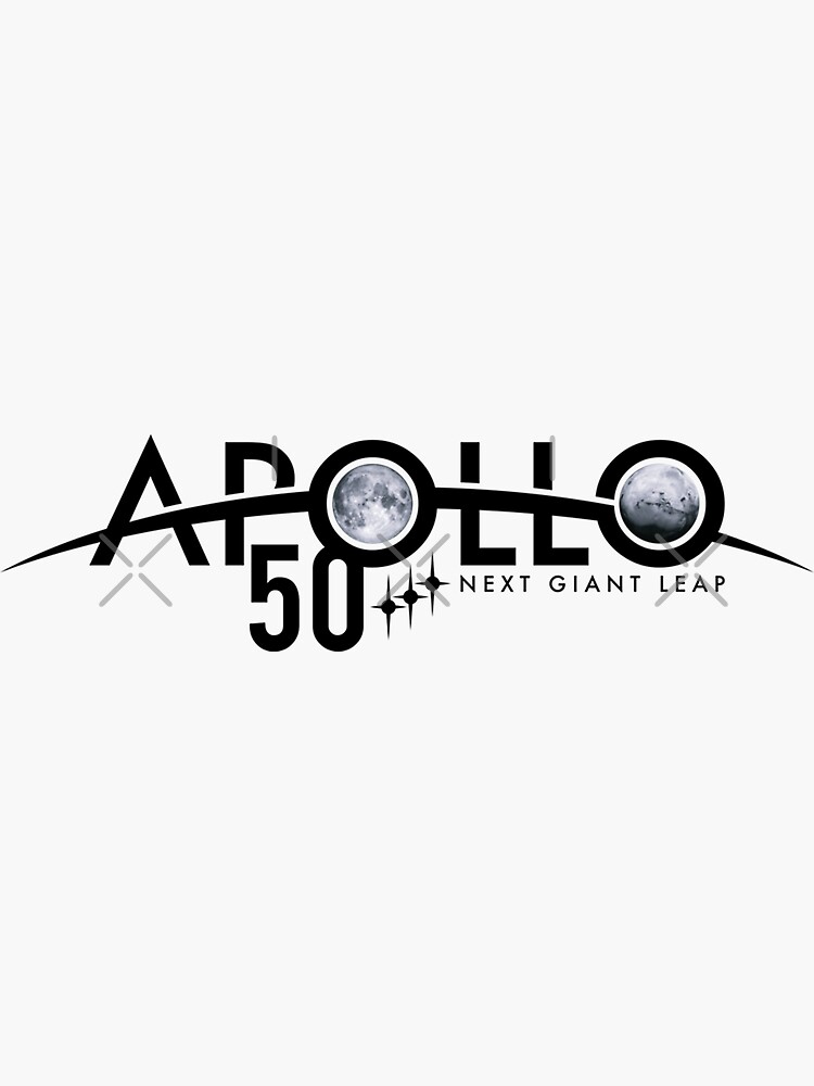 "Apollo 50th Anniversary Logo - black and white" Sticker for Sale by ...