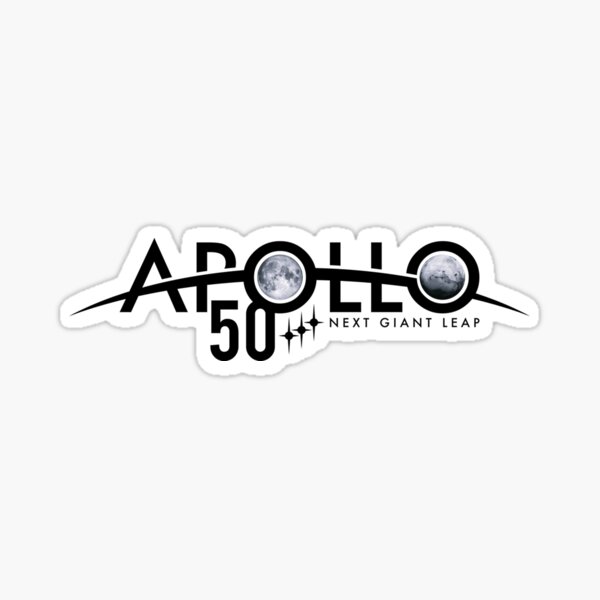"Apollo 50th Anniversary Logo - black and white" Sticker for Sale by ...