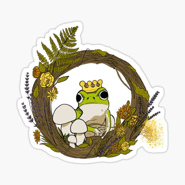 "Cottagecore Frog" Sticker for Sale by illustratelena | Redbubble