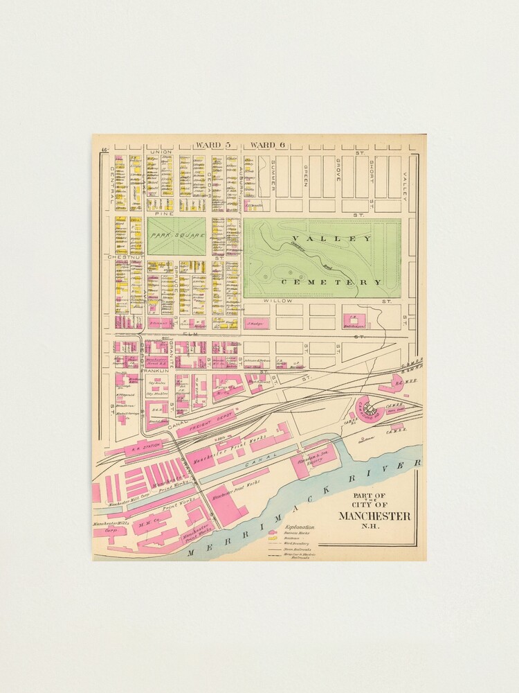 "Vintage Map of Manchester NH (1892) (2)" Photographic Print for Sale ...