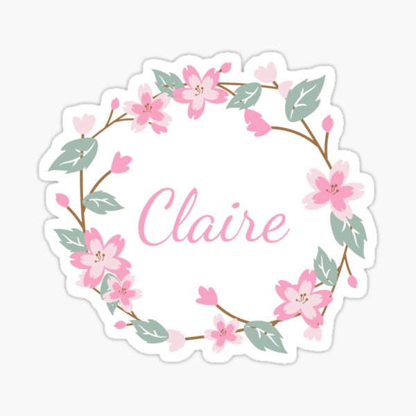 ""Claire" Name in Pink Color Flower Ring" Sticker by LotusPrints9 ...