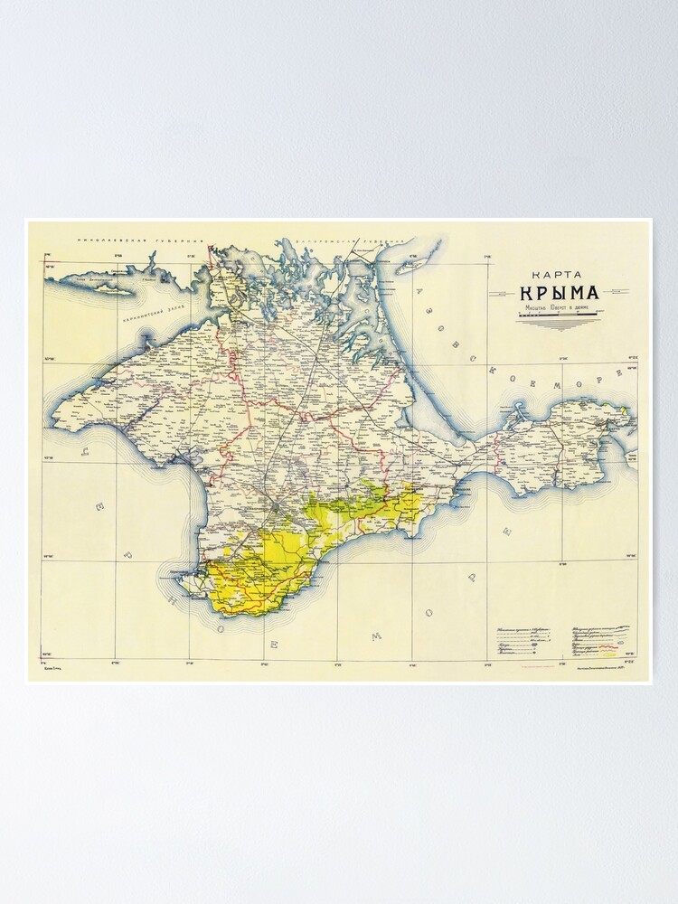 "Vintage Map of Crimea (1922)" Poster by BravuraMedia | Redbubble