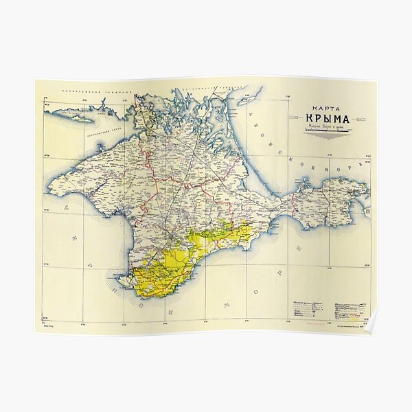 "Vintage Map of Crimea (1922)" Poster by BravuraMedia | Redbubble