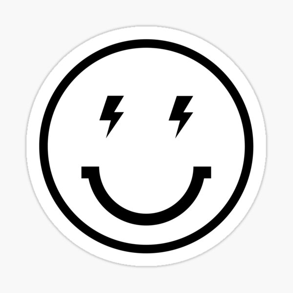 "Lightning Smiley Sticker" Sticker for Sale by Binsagar | Redbubble