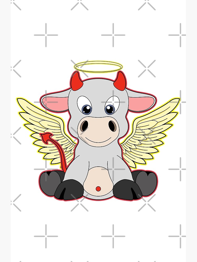 Impression photo « Bull diablotin avec un halo sur la tête, des ailes d ...