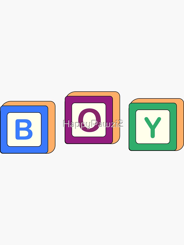 "Boy Block letter Design" Sticker for Sale by HappyPawzi2 | Redbubble