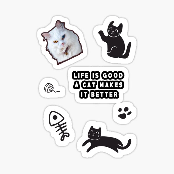 "life is good a cat makes it better pack" Sticker for Sale by ...