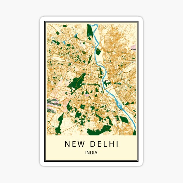 "Delhi map" Sticker for Sale by PostersProf1 | Redbubble