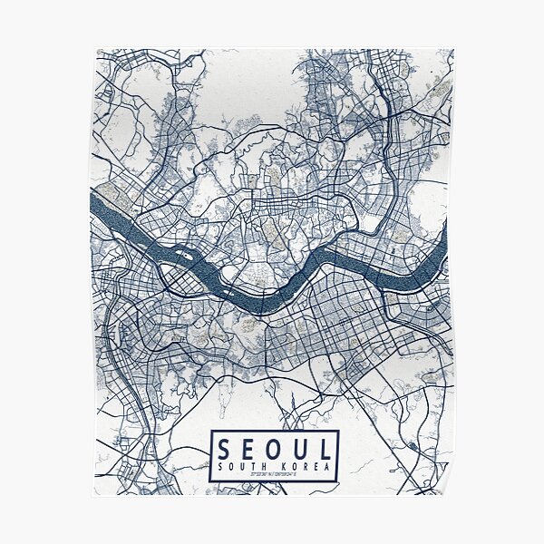 "Seoul City Map of South Korea - Coastal" Poster for Sale by deMAP ...