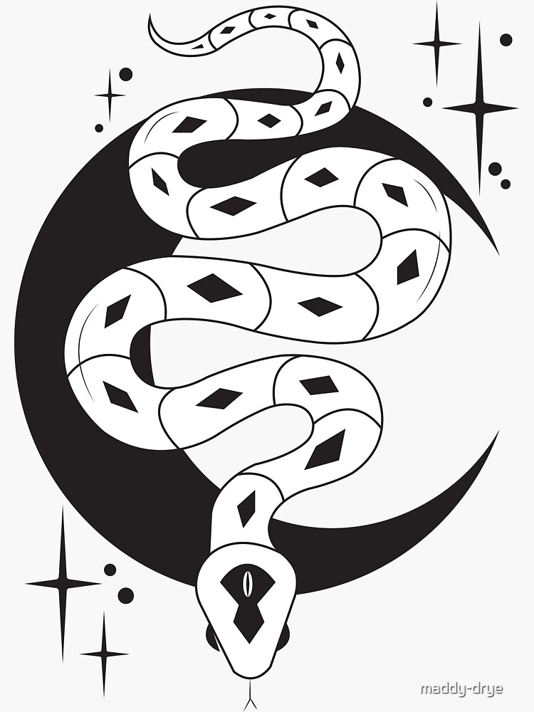 "Snake and Moon" Sticker for Sale by maddy-drye | Redbubble