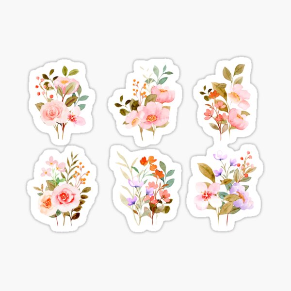 "Pink peach watercolor floral bouquet" Sticker for Sale by mimaalmaawy ...