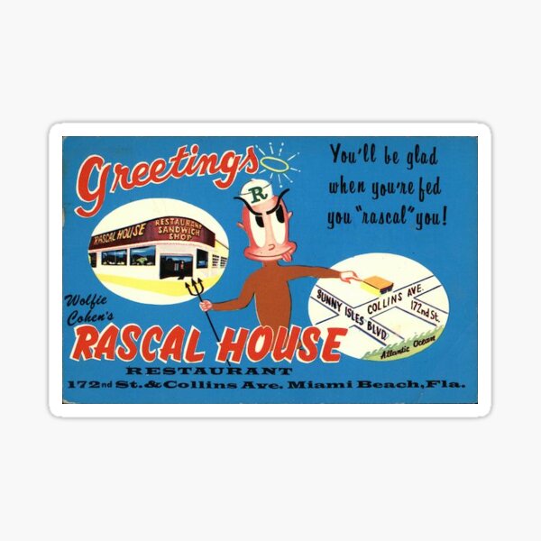 "Rascal House Devil Postcard" Sticker for Sale by WeFLVintage | Redbubble