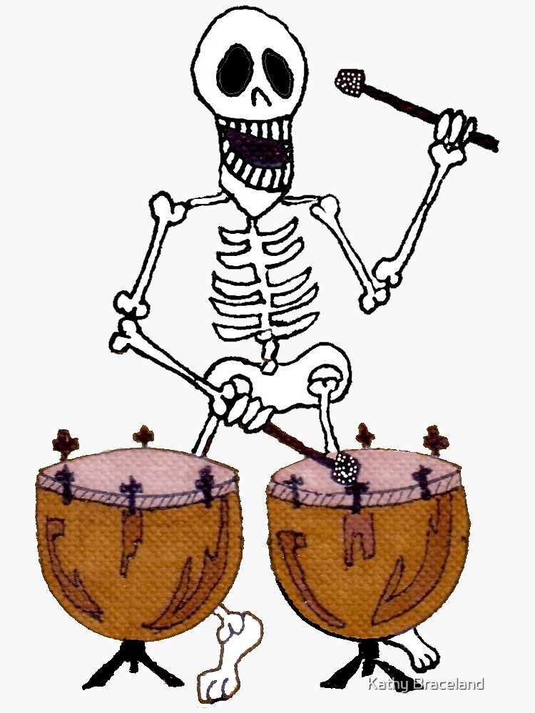 "Original Art - Skeleton Musician Drummer on Kettle Drums, Music ...