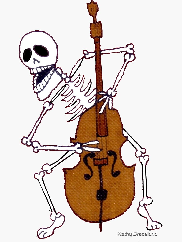 "Original Art - Skeleton Musician Playing Stand Up Bass, Music, Bassist ...