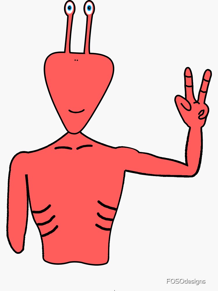 "Pink Alien Cartoon" Sticker by FOSOdesigns | Redbubble