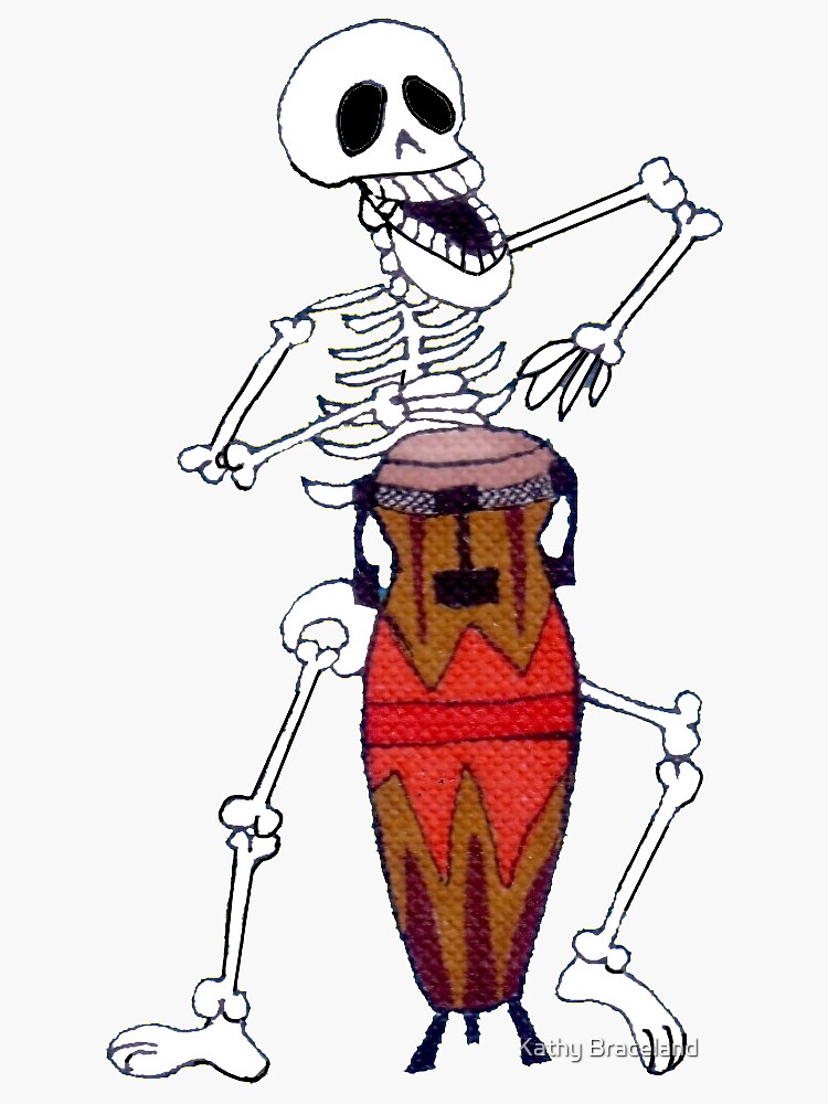 "Original Art - Skeleton Musician Drummer on Conga Drum, Tumbadora ...