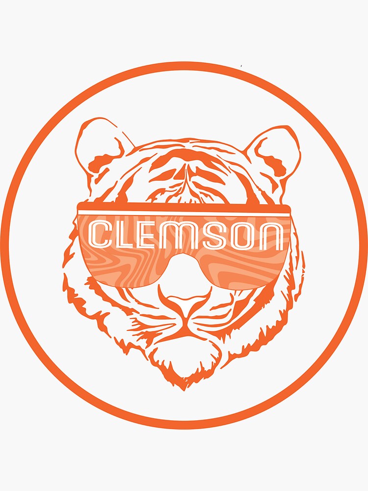 "Clem Tiger Orange and Purple Gameday Button and Sticker" Sticker for ...
