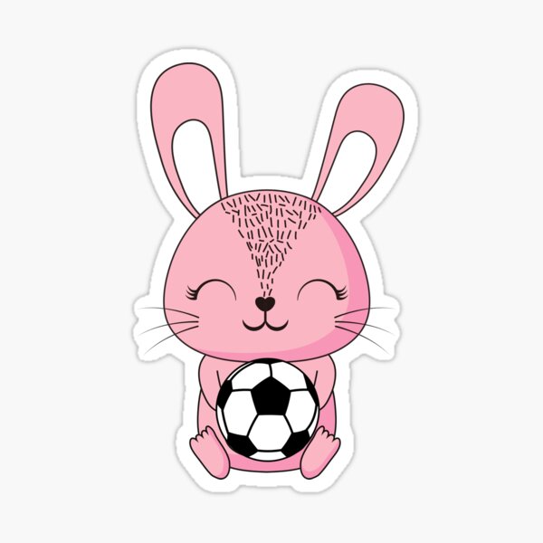 "Cute Rabbit Holding Soccer Ball" Sticker for Sale by ijdesigns | Redbubble