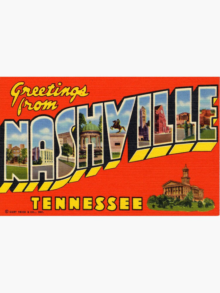 "Nashville Postcard Sticker" Sticker for Sale by LocalityDesign | Redbubble